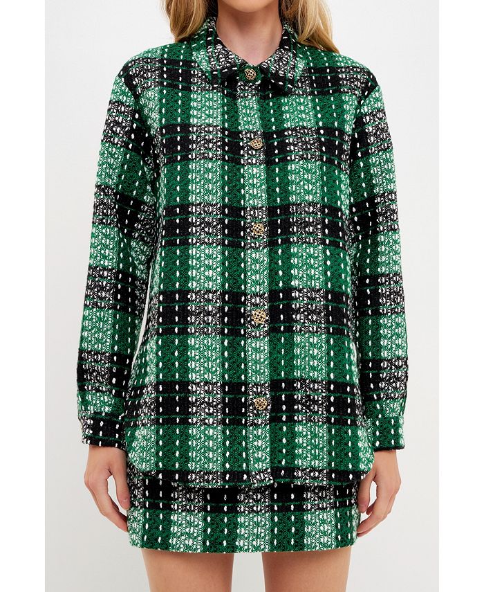 English Factory Women's Check Tweed Shirts - Macy's