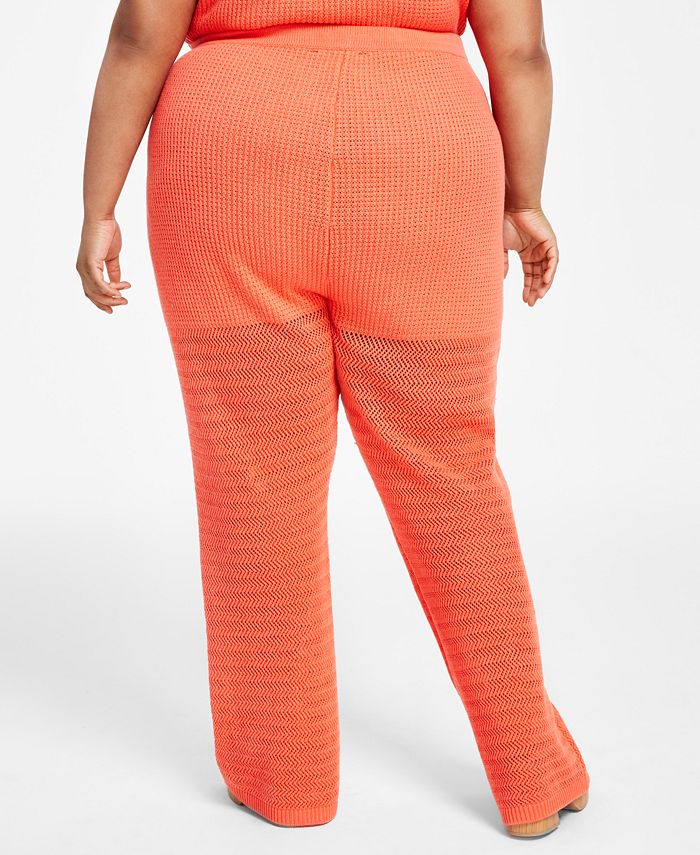 Nina Parker Trendy Plus Size High-Rise Crochet Pants - Macy's
