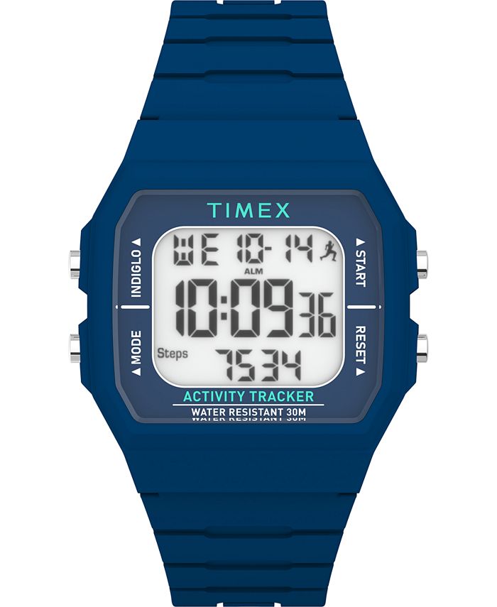 Timex Unisex Digital Ironman Classic Silicone Blue Watch 40mm - Macy's