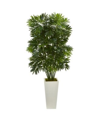 Nearly Natural 49" Mini Artificial Pam Tree in White Tower Planter - Macy's