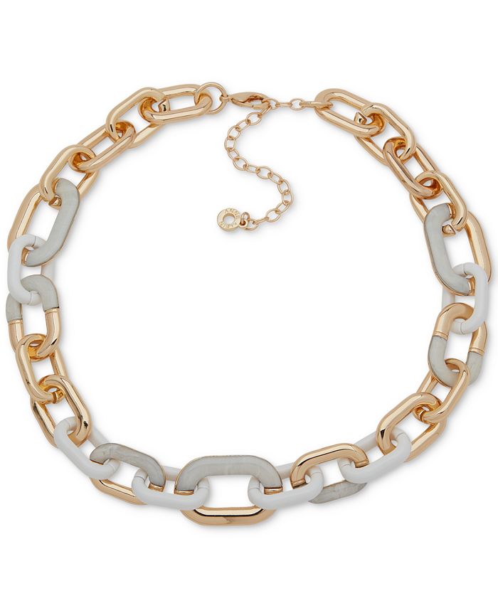 Anne Klein Gold-Tone Link Collar Necklace, 16" + 3" extender - Macy's