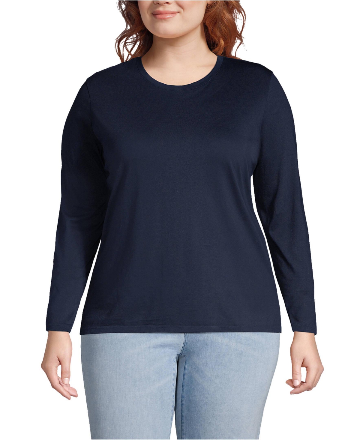 Click here for Lands End Plus Size Relaxed Supima Cotton Long Sle... prices