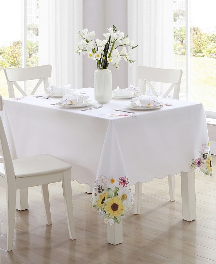 Elrene Sunflower & Daisies Cutwork Tablecloth, 60" x 120" - Macy's