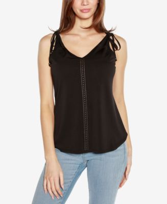 Belldini Women's Embellished Tie Shoulder Tank Top - Macy's