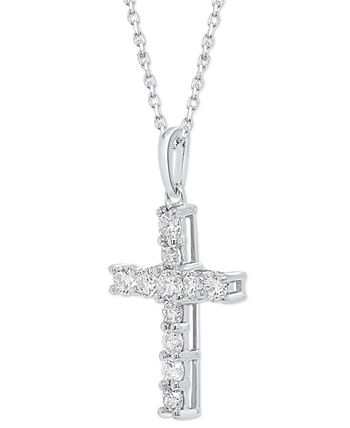 Forever Grown Diamonds Lab-Created Diamond Cross 18" Pendant Necklace ...