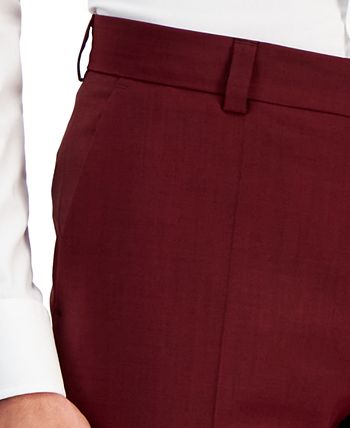 HUGO Men's Modern-Fit Dark Red Suit Trousers - Macy's