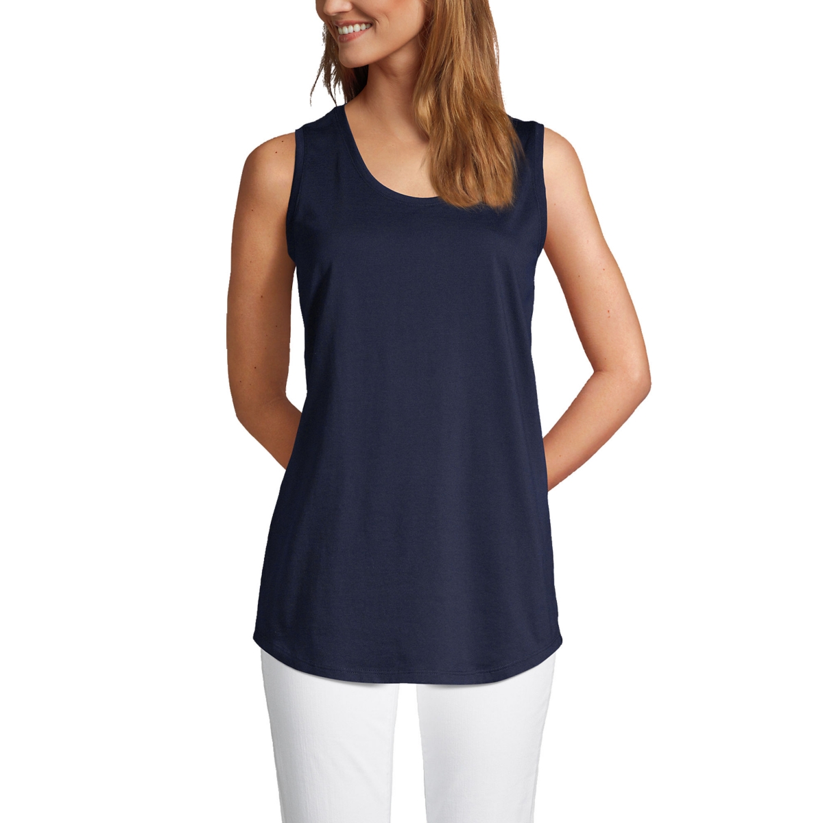 Click here for Lands End Womens Supima Cotton Tunic Tank Top - Ra... prices