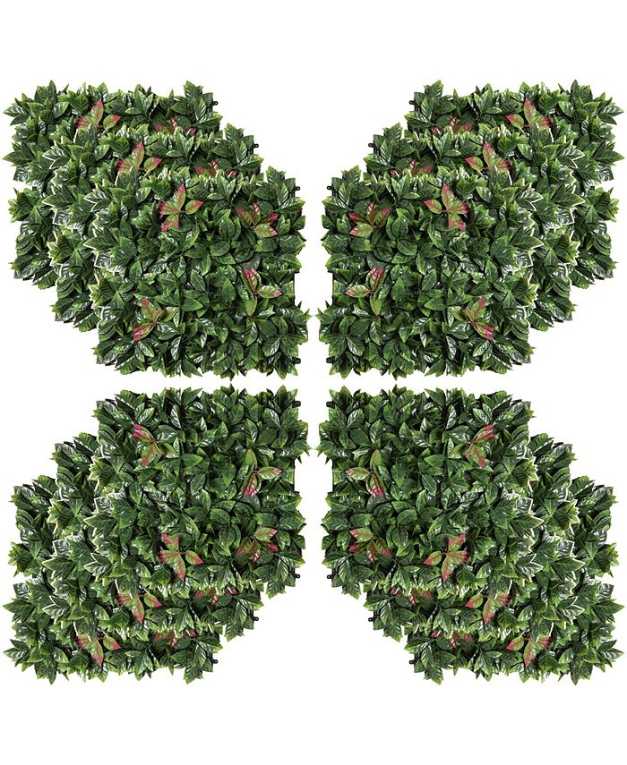 Outsunny 12 Piece Artificial Leaf Privacy Fence, 20" x 20" Faux Hedge ...