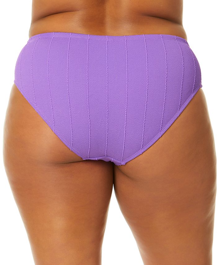 Salt Cove Trendy Plus Size Popcorn Ribbed Mid Rise Bikini Bottoms