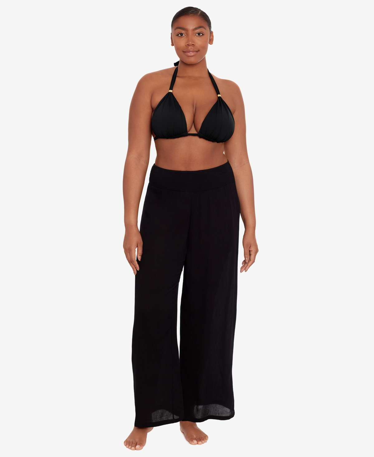 Click here for Lauren Ralph Lauren Rayon Smocked Pant - Black prices