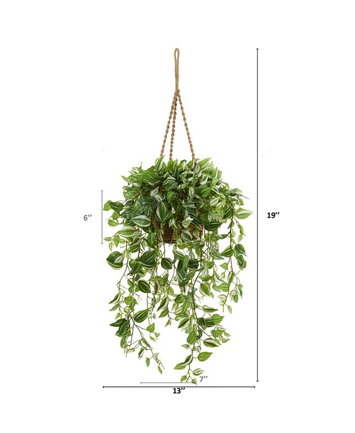 Nearly Natural 51" Wandering Jew Artificial Plant in Hanging Basket ...