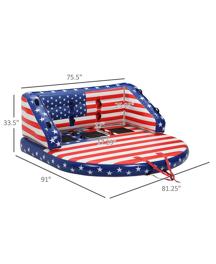 Outsunny 3 Rider Towable Tube for Boating, Spacious Family Size ...