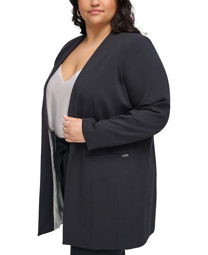 Calvin Klein Plus Size Collarless Topper Jacket - Macy's