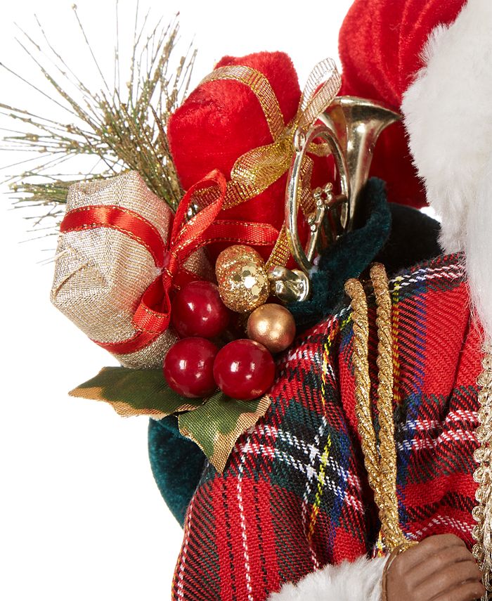 Holiday Lane Red and Green Sitting Santa Figurine, Created for Macy's ...