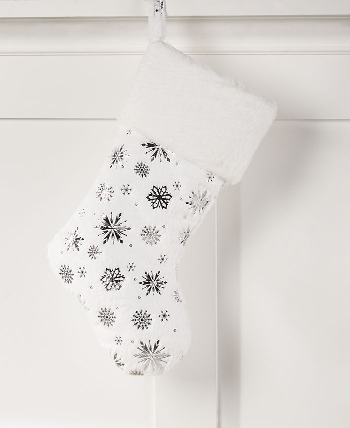 Holiday Lane White Snowflake Stocking, Created for Macy's - Macy's