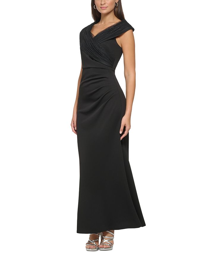 DKNY Women's Ruched Portrait-Collar Gown - Macy's