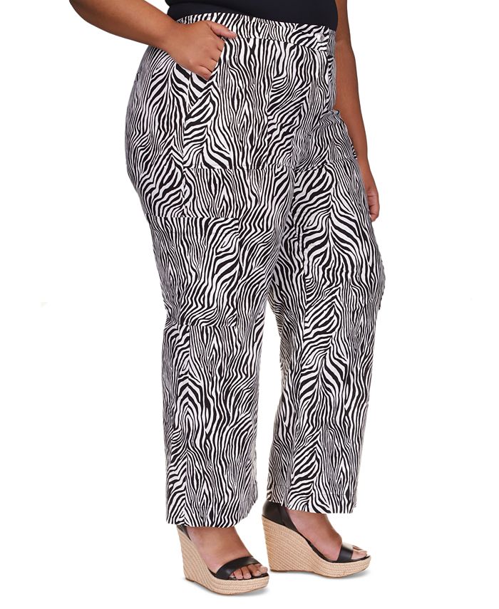 Michael Kors Plus Size Zebra-Print Wide-Leg Cargo Pants - Macy's
