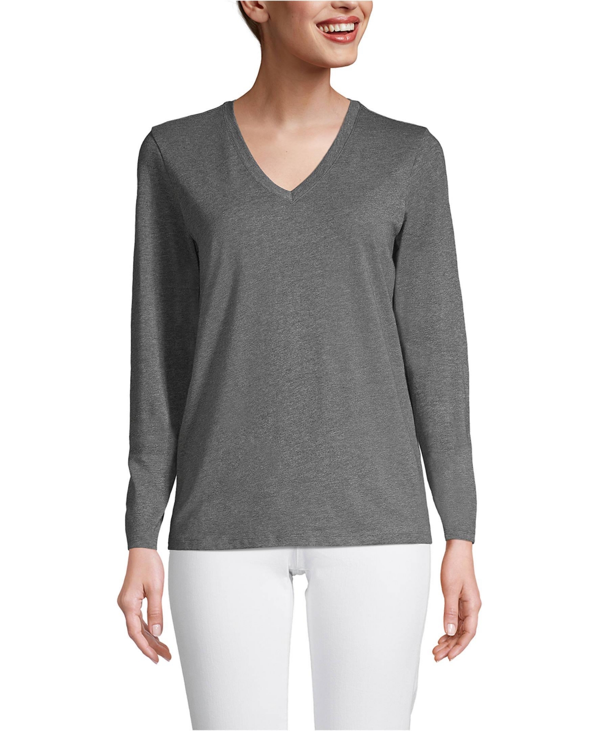Click here for Lands End Womens Supima Cotton Long Sleeve V-Neck... prices
