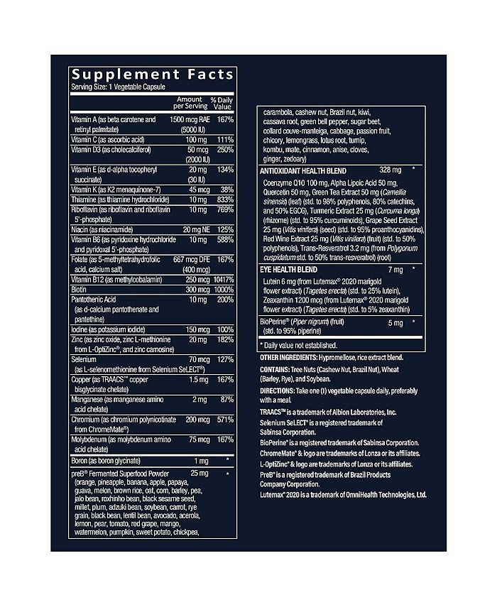 Vthrive Once-Daily Bioactive Multivitamin for Men 50+ - Supports Stress & Healthy Aging (30 ...