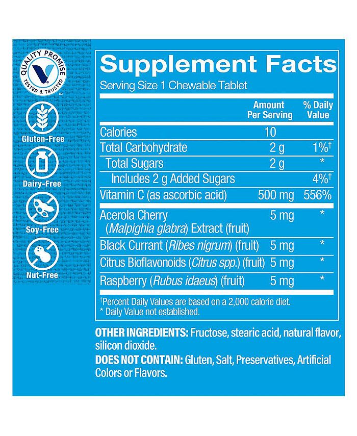 The Vitamin Shoppe Chewable Vitamin C-500 with Acerola - Immune Support ...