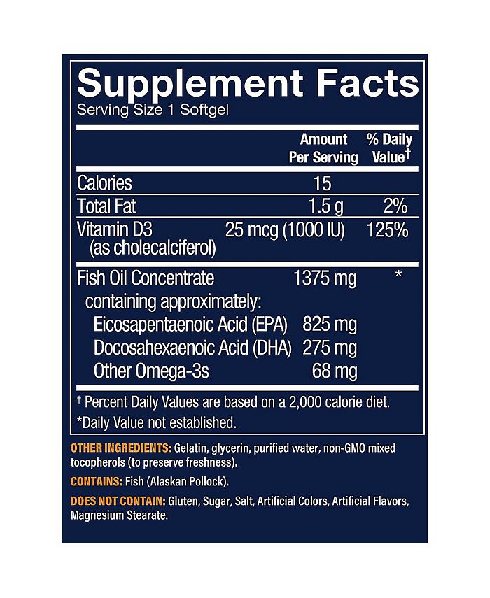 Vthrive Premium Wild Alaskan Fish Oil with Vitamin D3 - 1,100 MG EPA ...