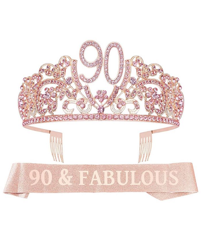 Meant2tobe VeryMerryMakering 90th Birthday Sash and Tiara for Women - Fabulous Glitter Sash ...