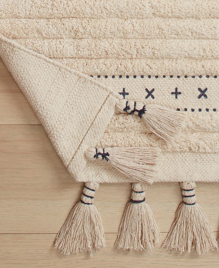 Lucky Brand Overtufted Cotton Fringe Bath Rug, 17" x 32" - Macy's