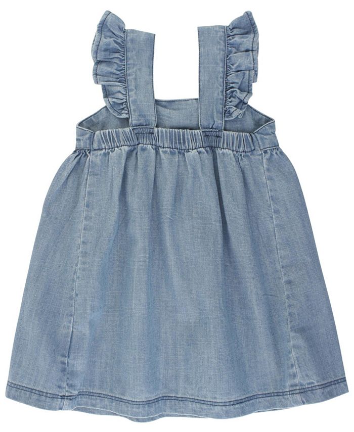 RuffleButts Toddler Girls Flutter Sleeve Front Bow Denim Dress - Macy's