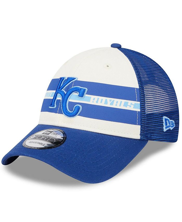 New Era Men's White, Royal Kansas City Royals Team Stripe Trucker ...