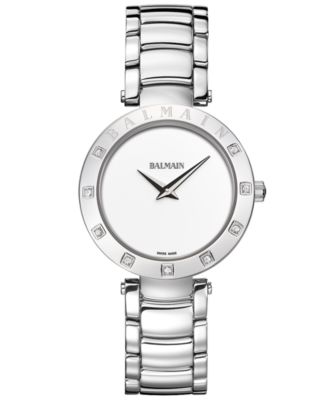 Balmain Women's Swiss Balmainia Bijou Diamond (1/10 ct. t.w.) Stainless ...