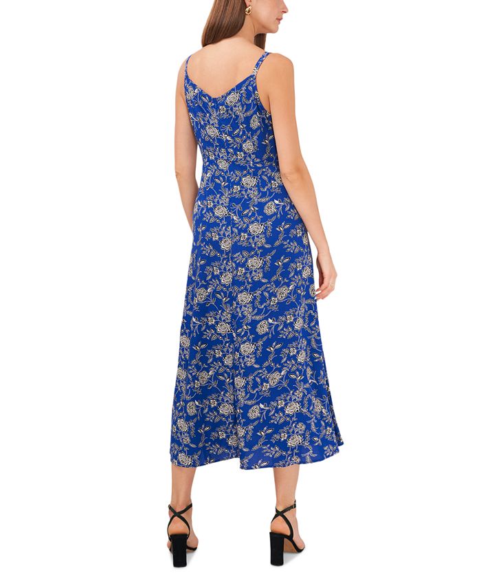 MSK Women's Tie-Front Printed Sleeveless Maxi Dress - Macy's