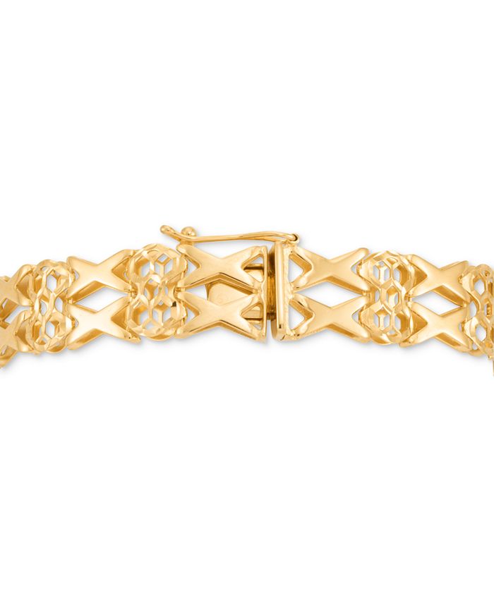 Macy's Openwork Filigree Link Bracelet in 14k Gold-Plated Sterling ...