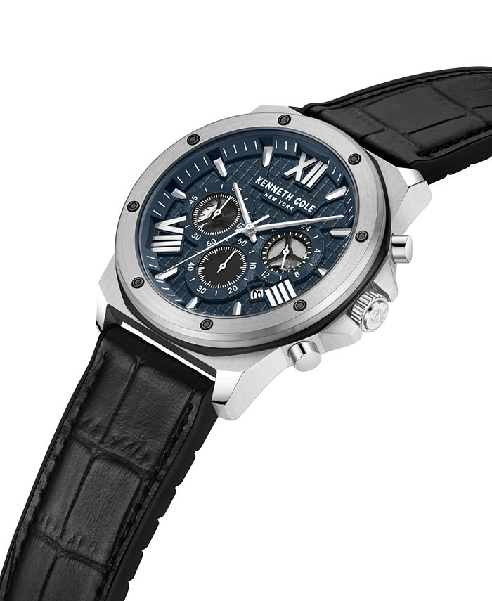 Kenneth Cole New York Men's Chronograph Dress Sport Black Genuine ...
