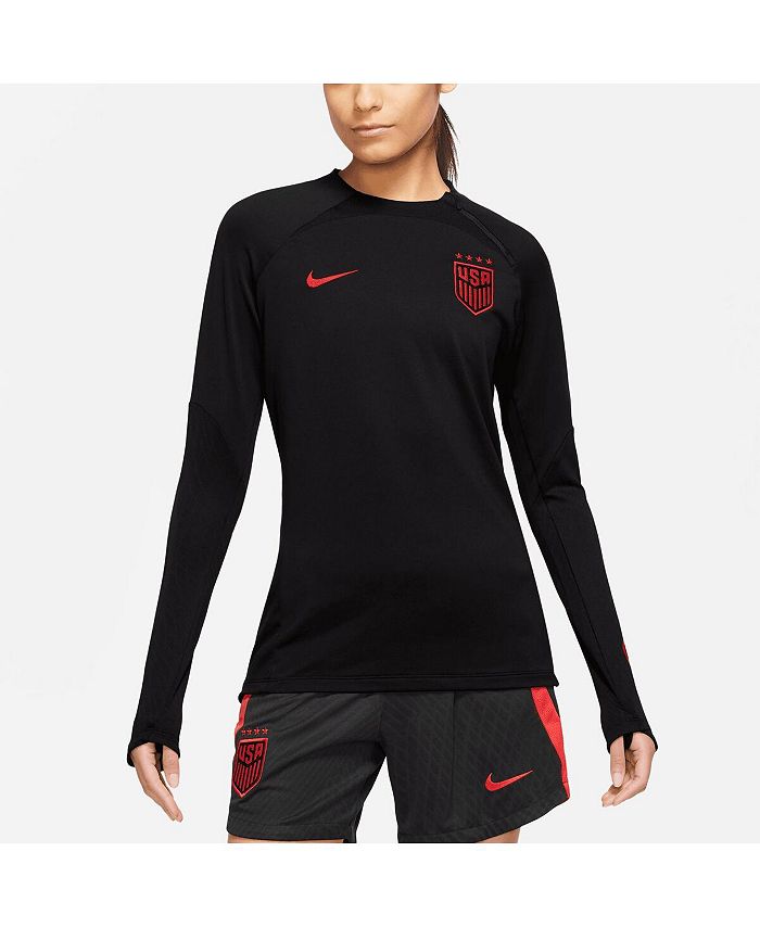 Nike Women's Black USWNT Strike Drill Performance Raglan Quarter-Zip ...