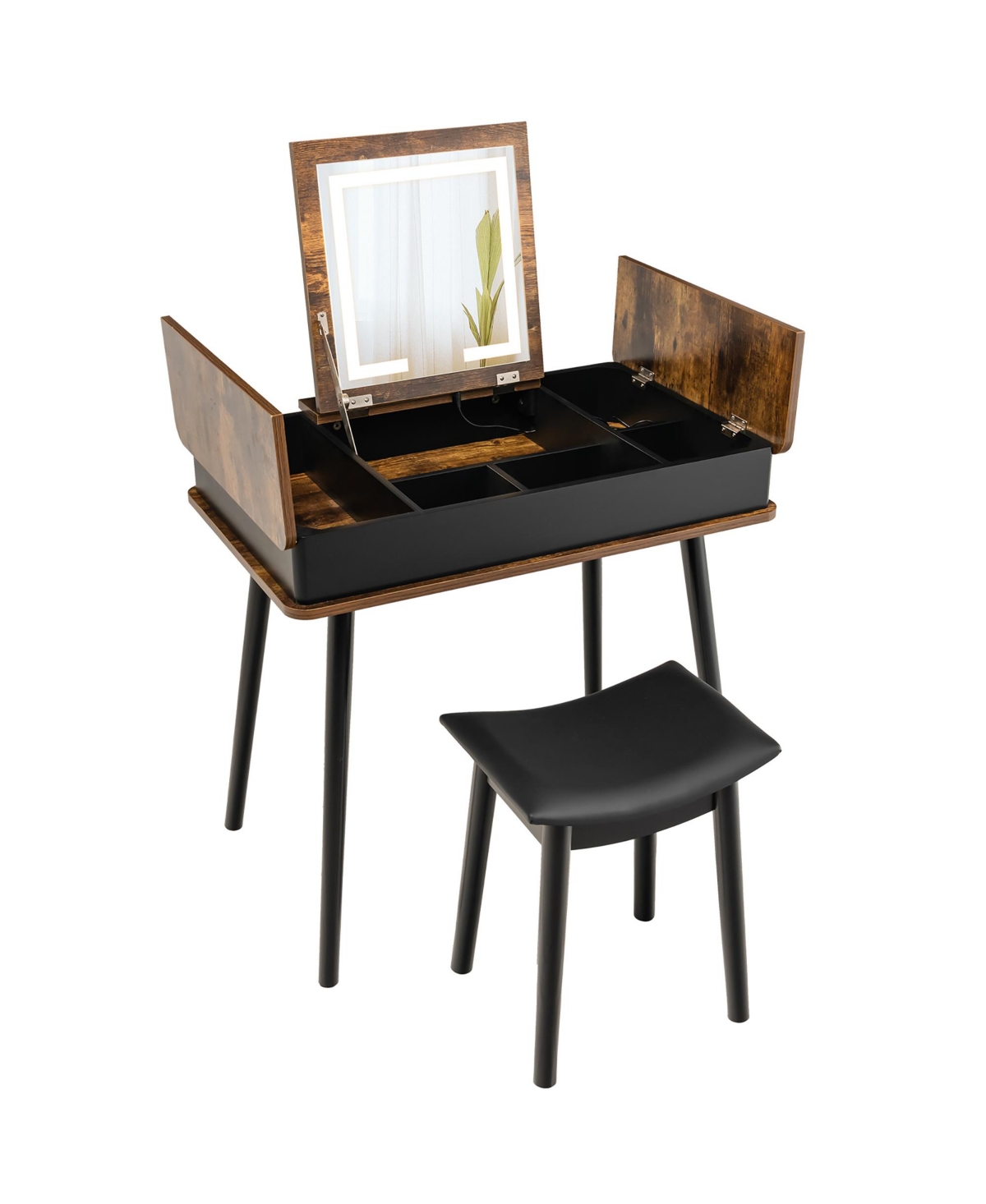 Click here for Costway Vanity Table Set Flip Top Mirror Lights Us... prices