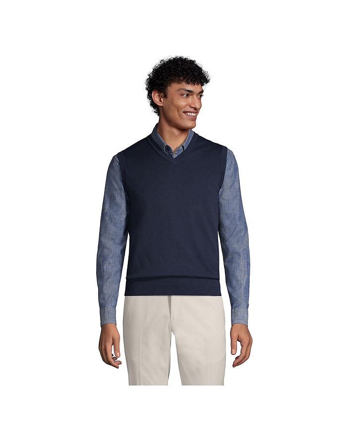 Lands' End Men's Fine Gauge Supima Cotton Sweater Vest - Macy's