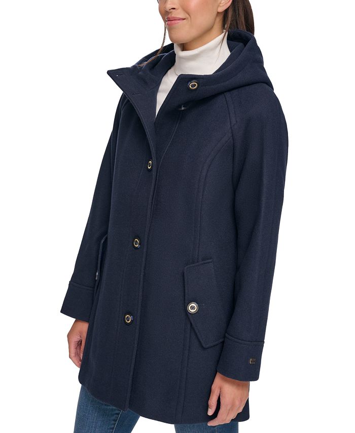 Tommy Hilfiger Women's Hooded Button-Front Coat, Created for Macy's ...