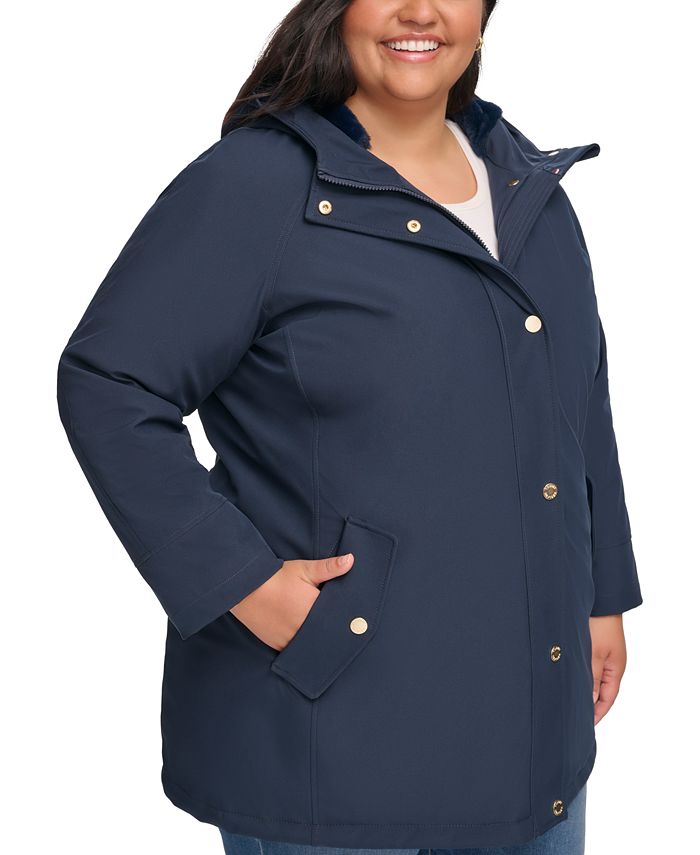 Tommy Hilfiger Women's Plus Size Hooded Anorak Raincoat - Macy's