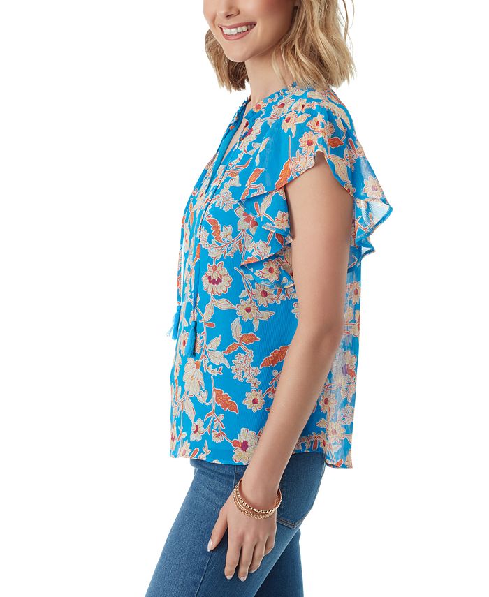 Jessica Simpson Women's Lora Printed Flutter-Sleeve Top - Macy's