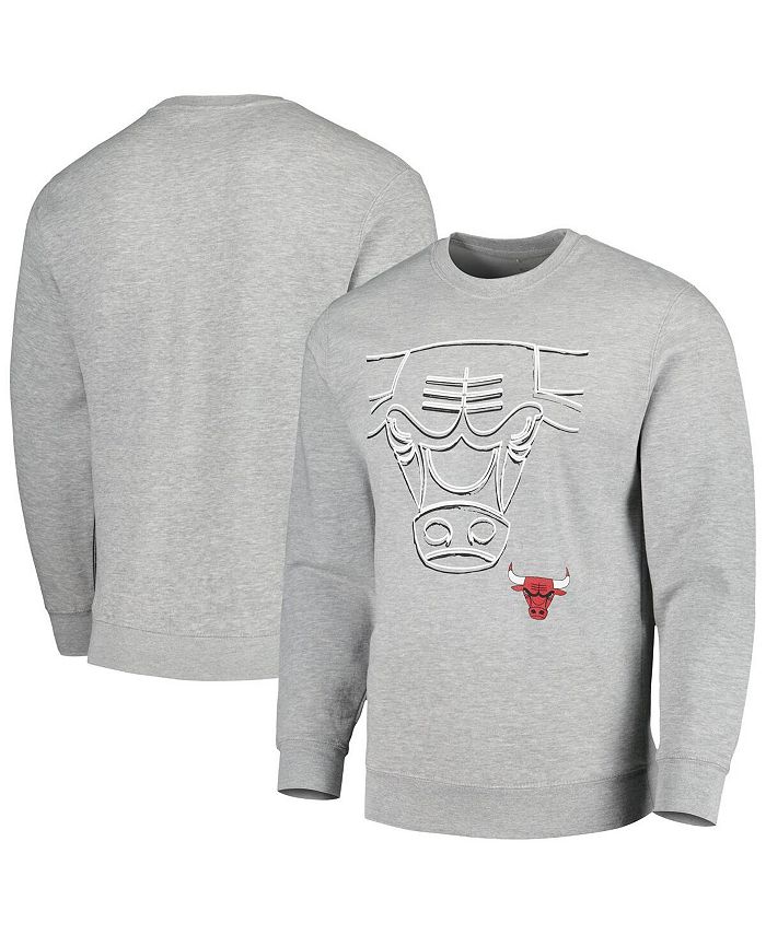 Stadium Essentials Men's and Women's Heather Gray Chicago Bulls Element Logo Pop Pullover ...