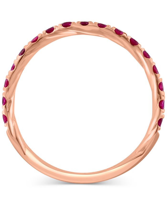 EFFY Collection EFFY® Ruby Stack Band (1/2 ct. t.w.) in 14K Rose Gold-Plated Sterling Silver ...