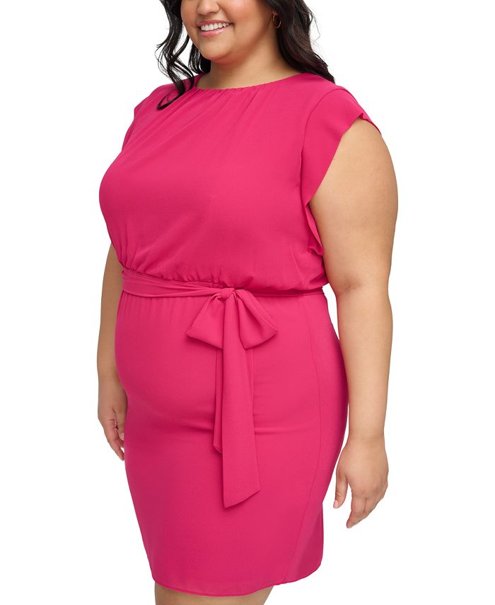 Jessica Howard Plus Size Flutter Sleeve Belted Dress Macys