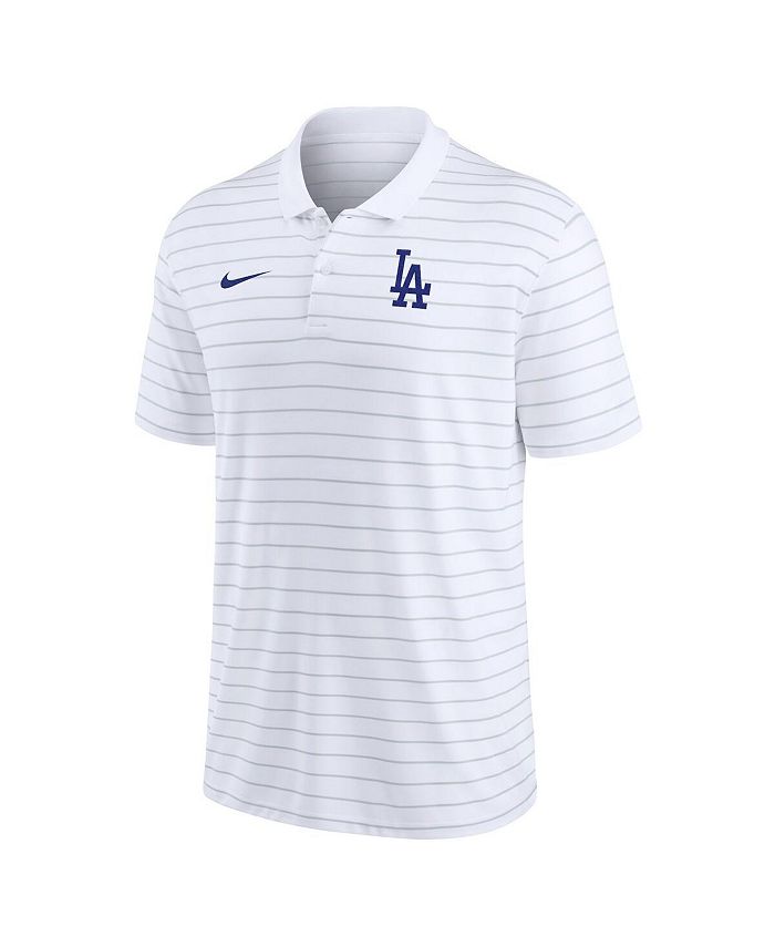 Nike Mens White Los Angeles Dodgers Authentic Collection Victory Striped Performance Polo Shirt