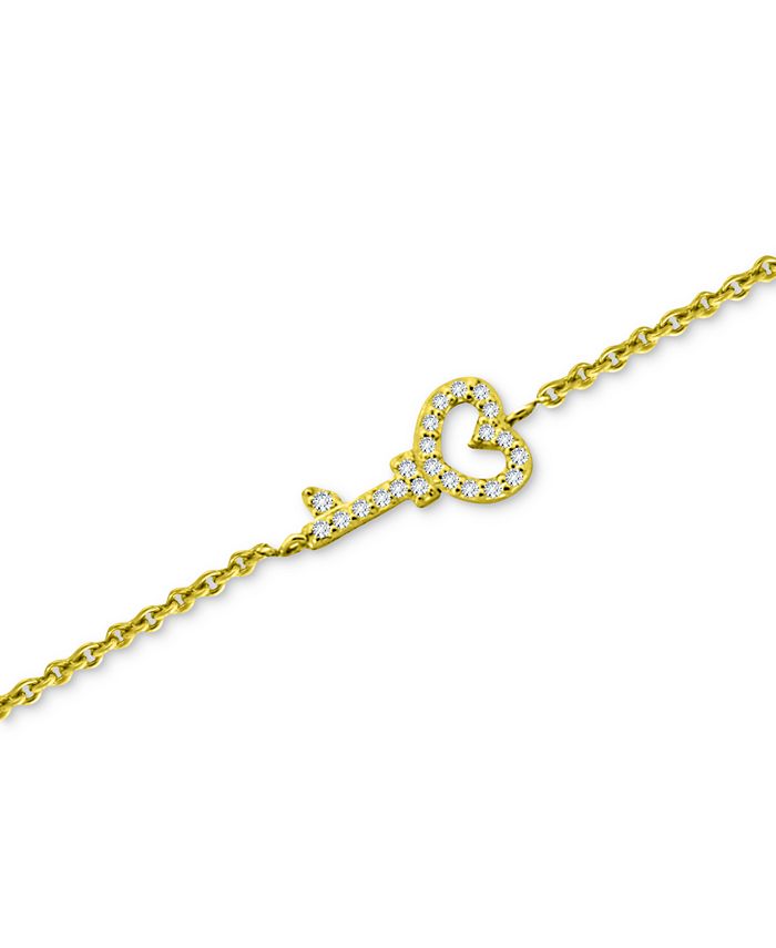 Giani Bernini Cubic Zirconia Heart Key Ankle Bracelet, Created for Macy ...