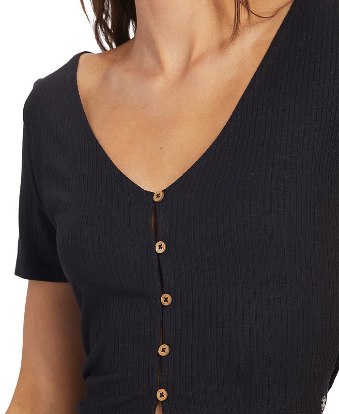 Roxy Women's Born With It Button-Front Cropped Top - Macy's
