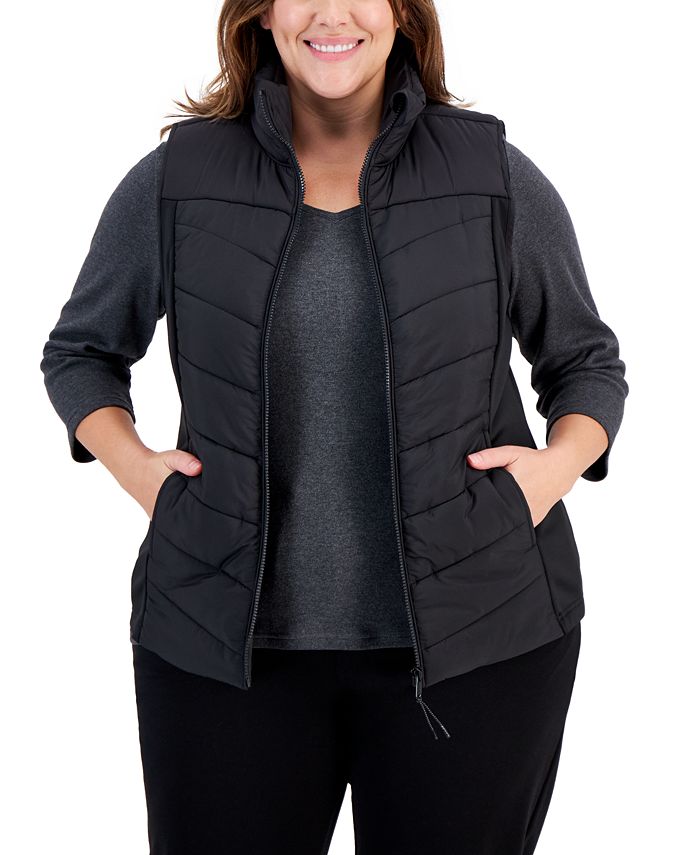 ID Ideology Plus Size Zip-Front Puffer Vest, Created for Macy's - Macy's