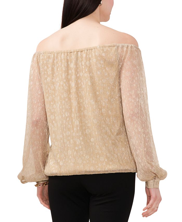 MSK Women's Metallic Off-The-Shoulder Blouson-Sleeve Top - Macy's