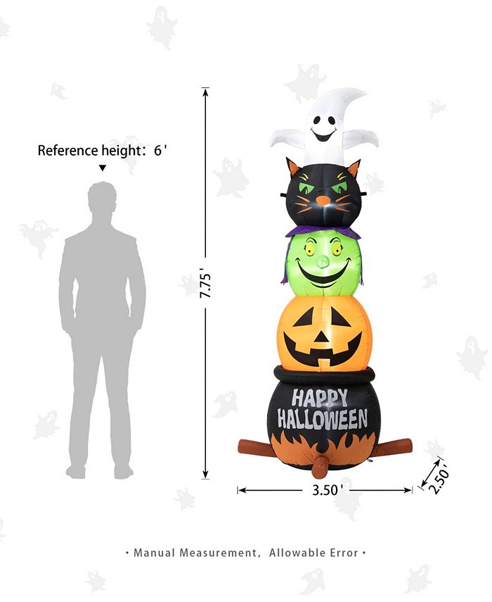Glitzhome 8' Lighted Halloween Inflatable Stacked Ghost, Black Cat ...