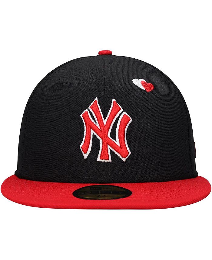 New Era Men's Black, Red New York Yankees Heart Eyes 59FIFTY Fitted Hat ...
