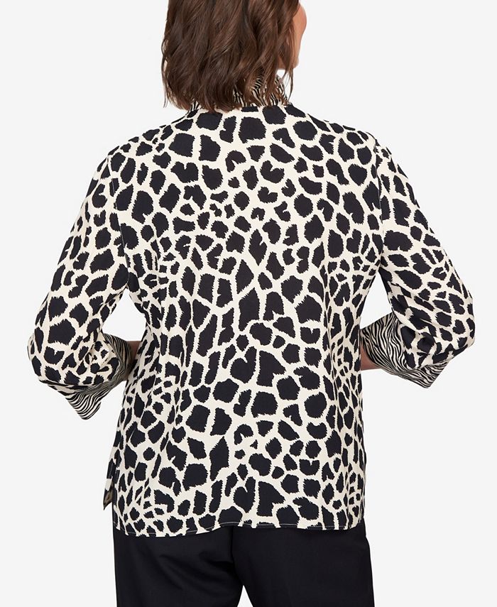 Alfred Dunner Women's Marrakech Mixed Animal Print Button Down Shirt ...